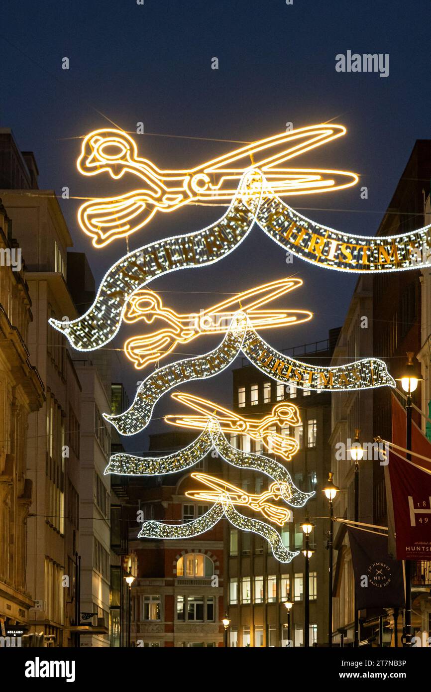 EDITORIAL USE ONLY A view of the Savile Row Christmas lights in the ...