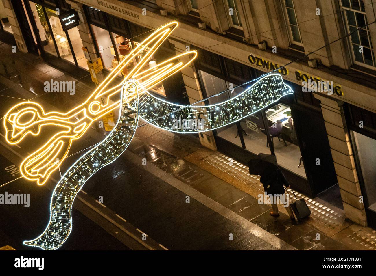 EDITORIAL USE ONLY A view of the Savile Row Christmas lights in the ...
