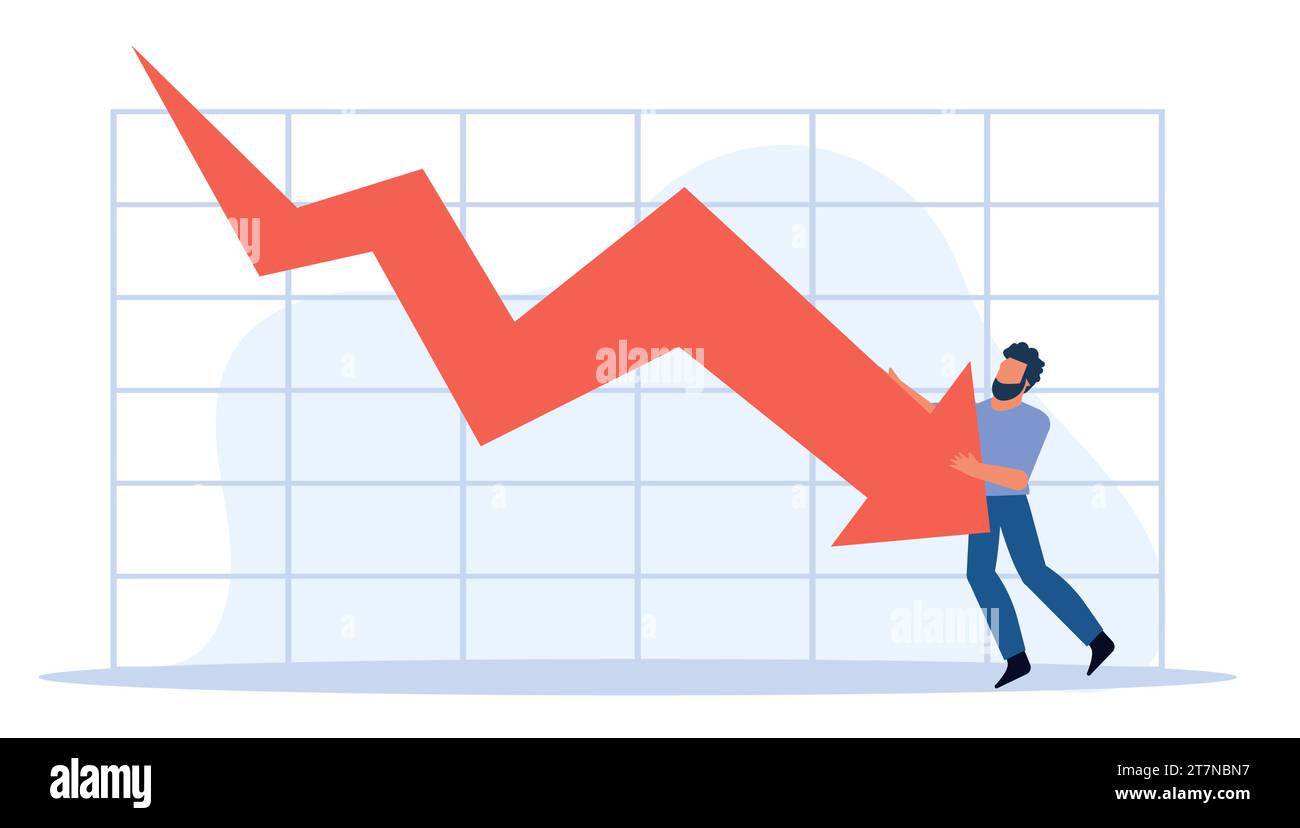 Vector illustration depicted a businessman holding a graph chart ...