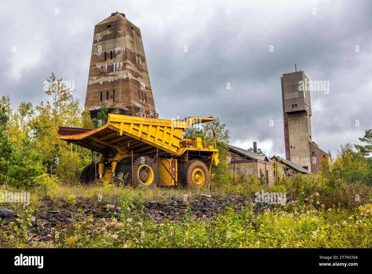 Only the tires of the ore transporter on display in front of the ...
