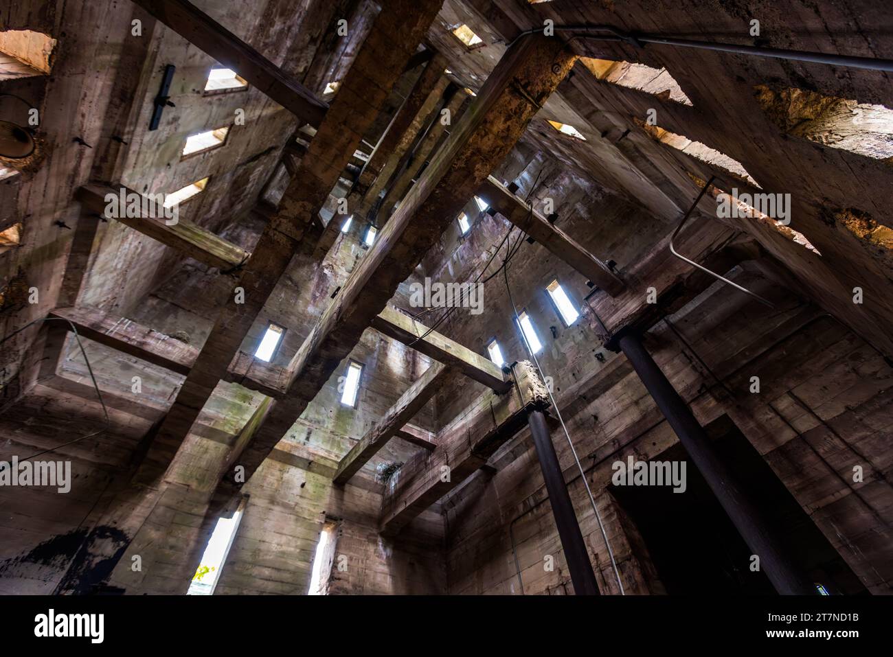 The concrete obelisk was built around the existing wooden winding tower ...