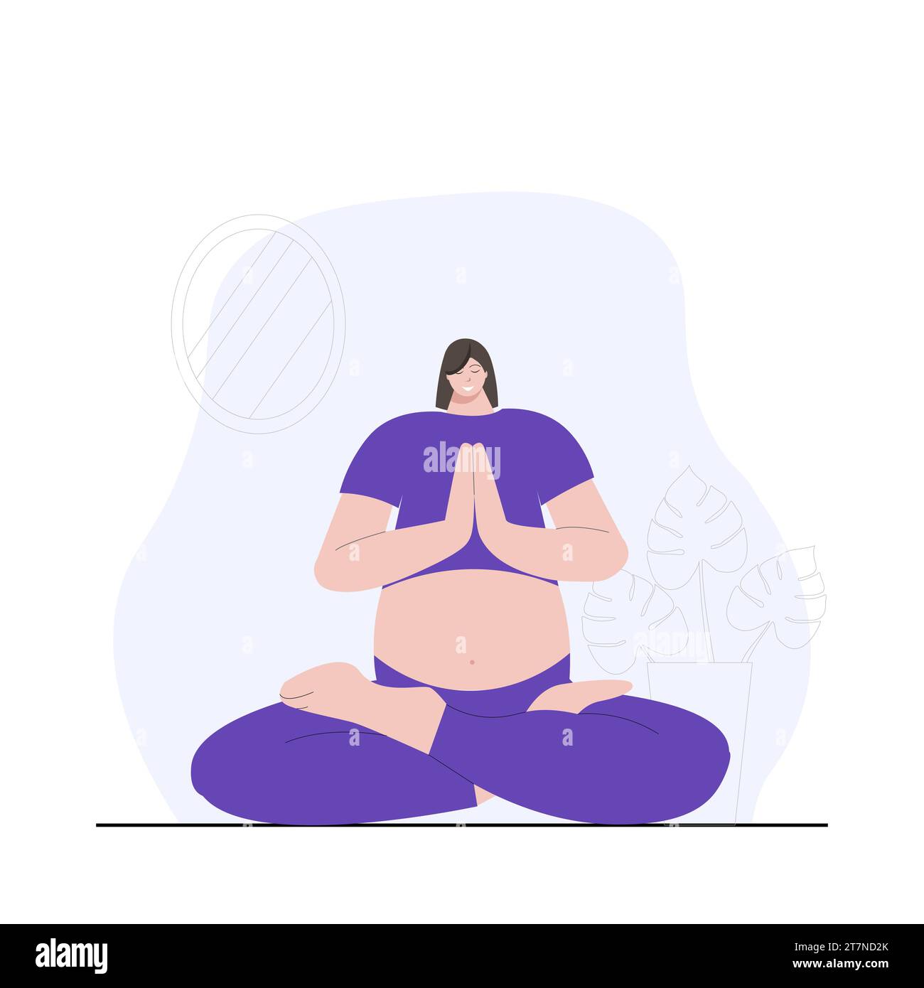 Pregnant woman meditating in lotus pose. Pregnancy health Vector ...