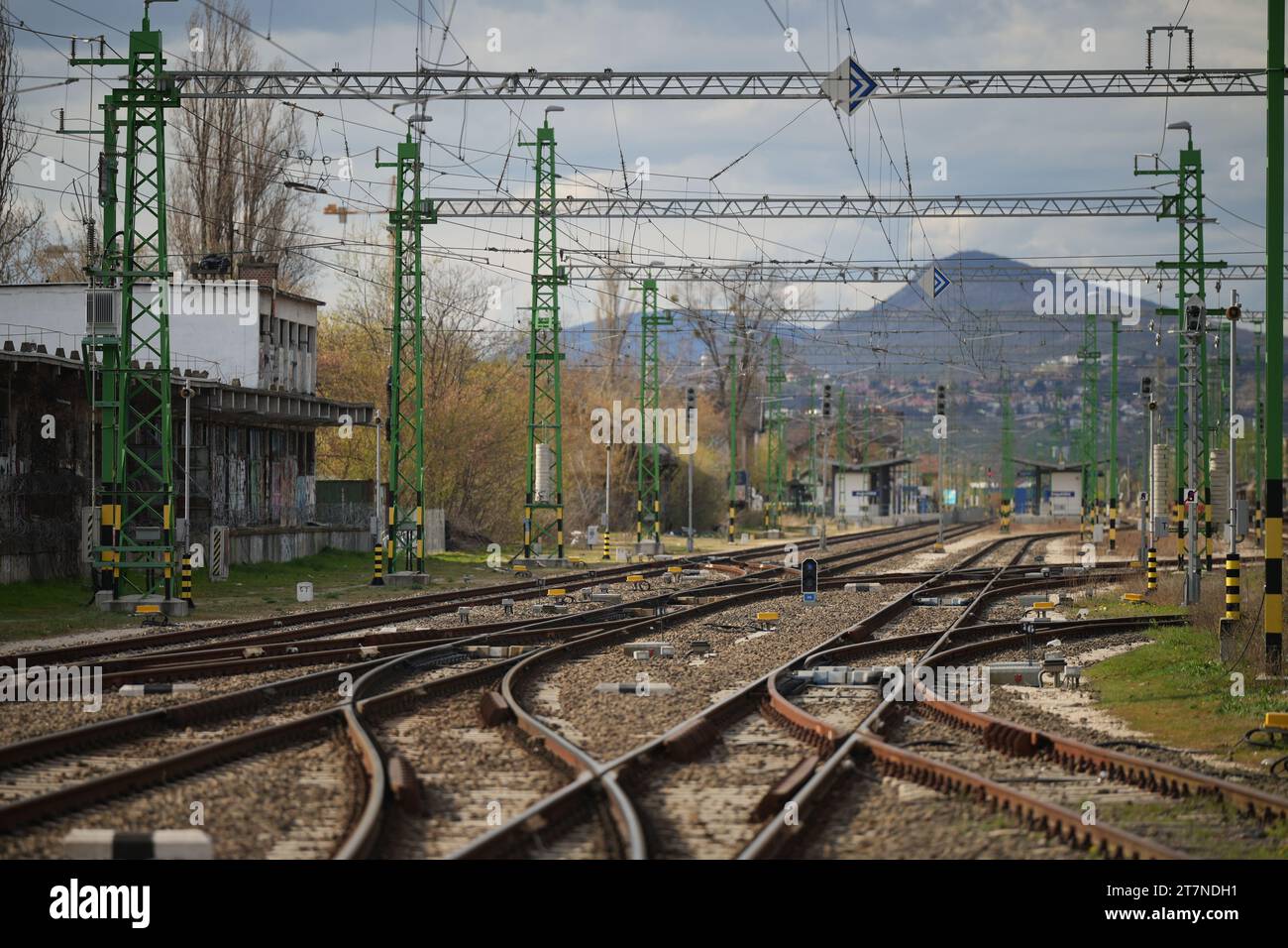 Aerial view railroad junction switch hi-res stock photography and ...