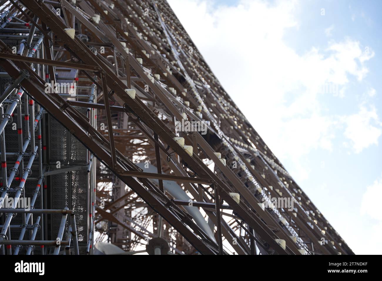 Paris, France, July 26, 2023: Details of the metal structure of the ...
