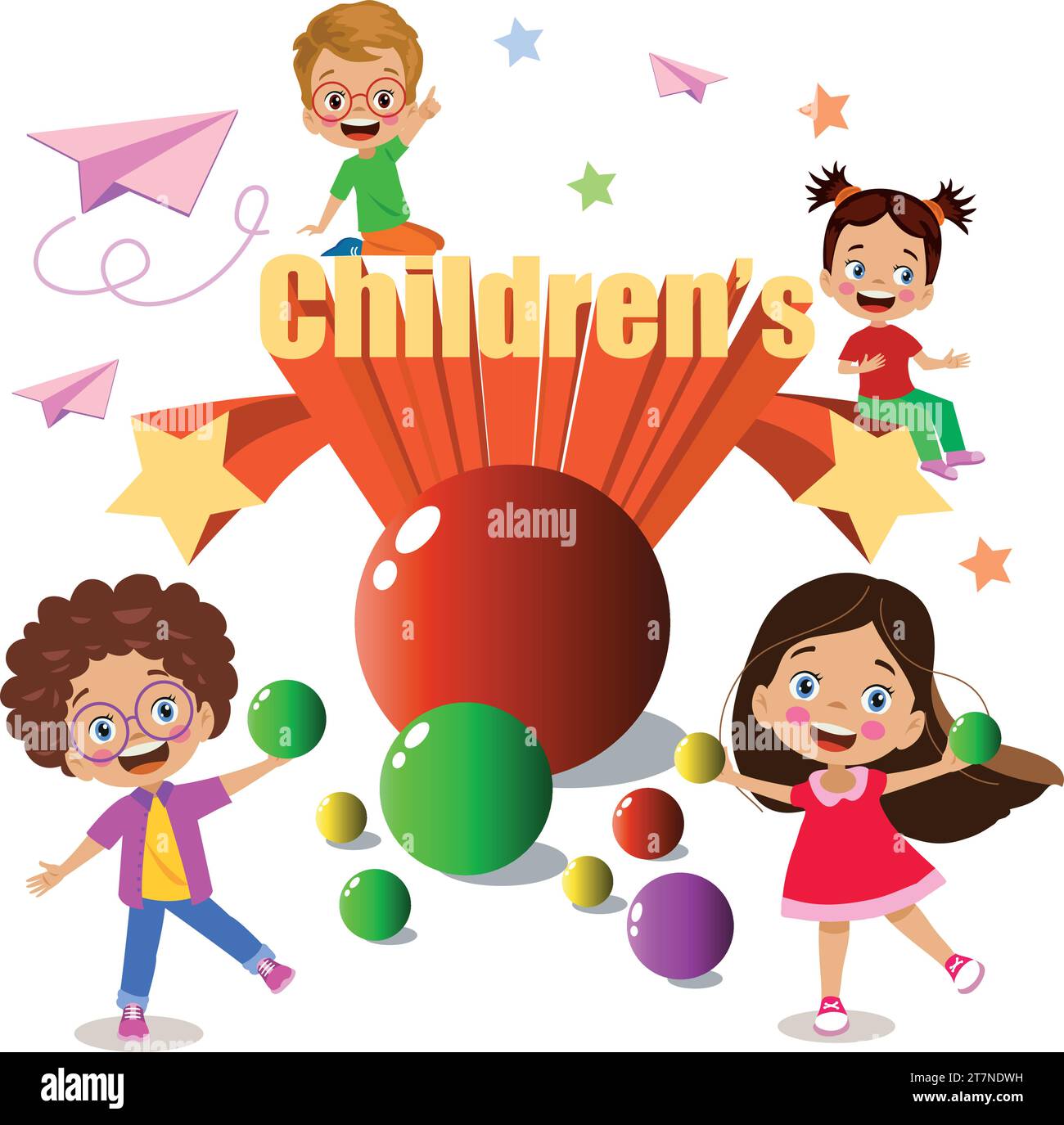 Kids style colorful font design fun childish alphabet letters and ...