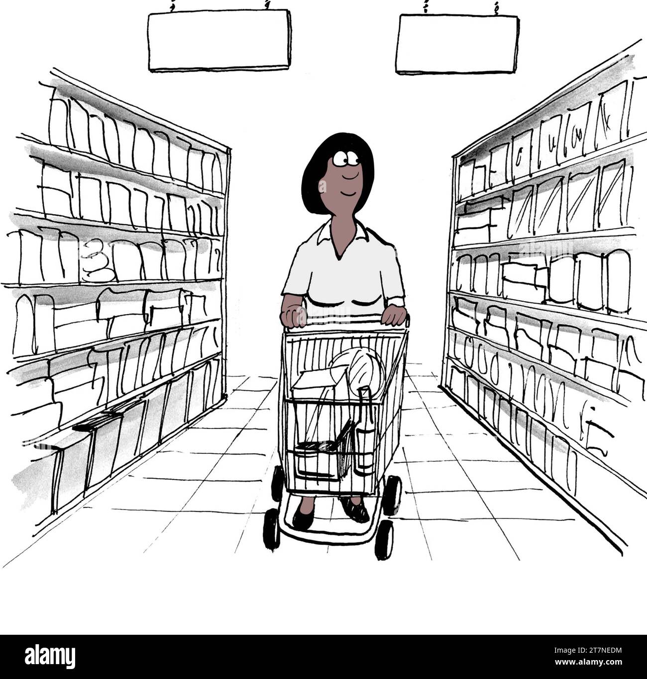 An African American woman is doing her regular shopping at the grocery ...