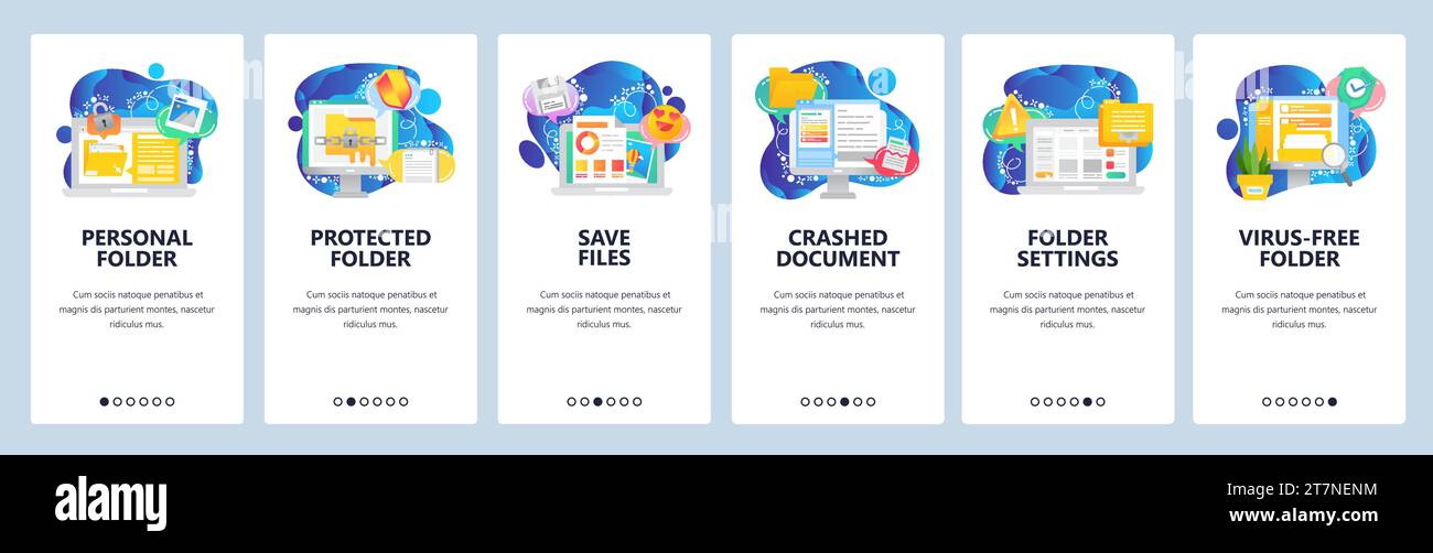 Mobile App Onboarding Screens Business Computer Icons Secure File