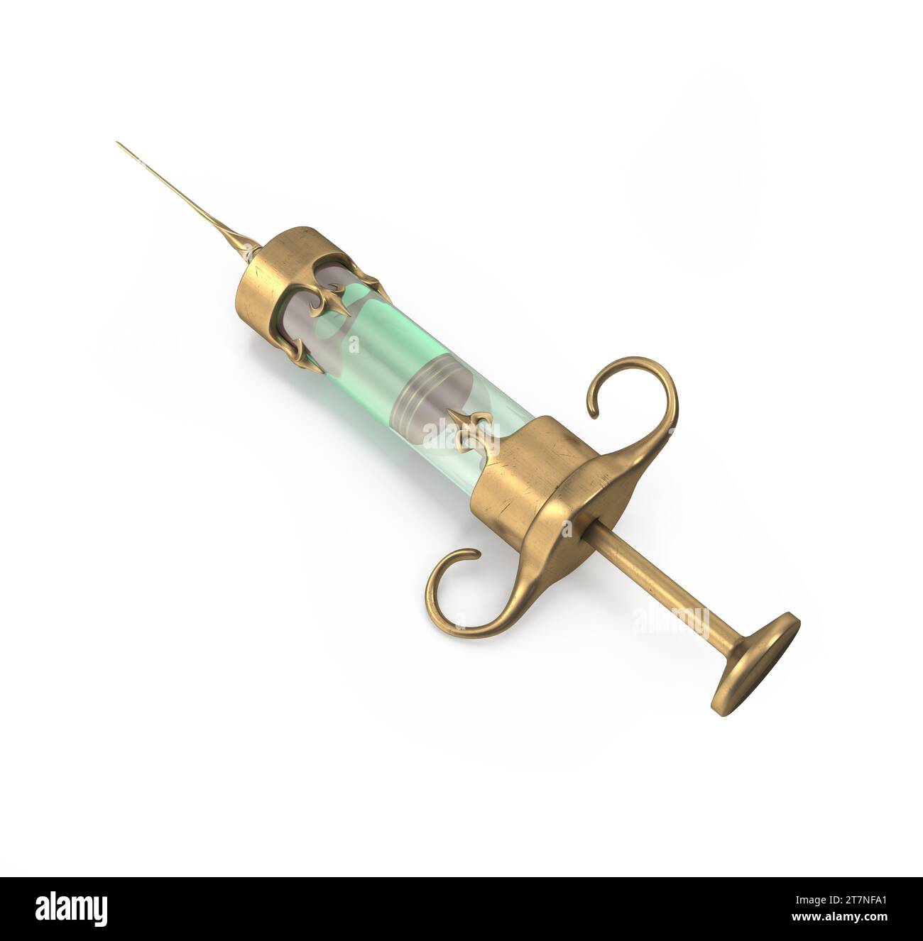 Vintage medicine syringe. Antique medicine gold syringe Stock Photo - Alamy