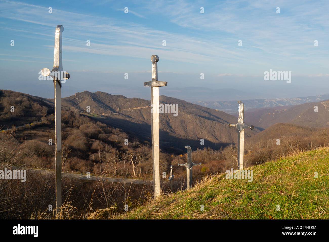 Famous Didgori battle monument with giant swards and sculptures ...