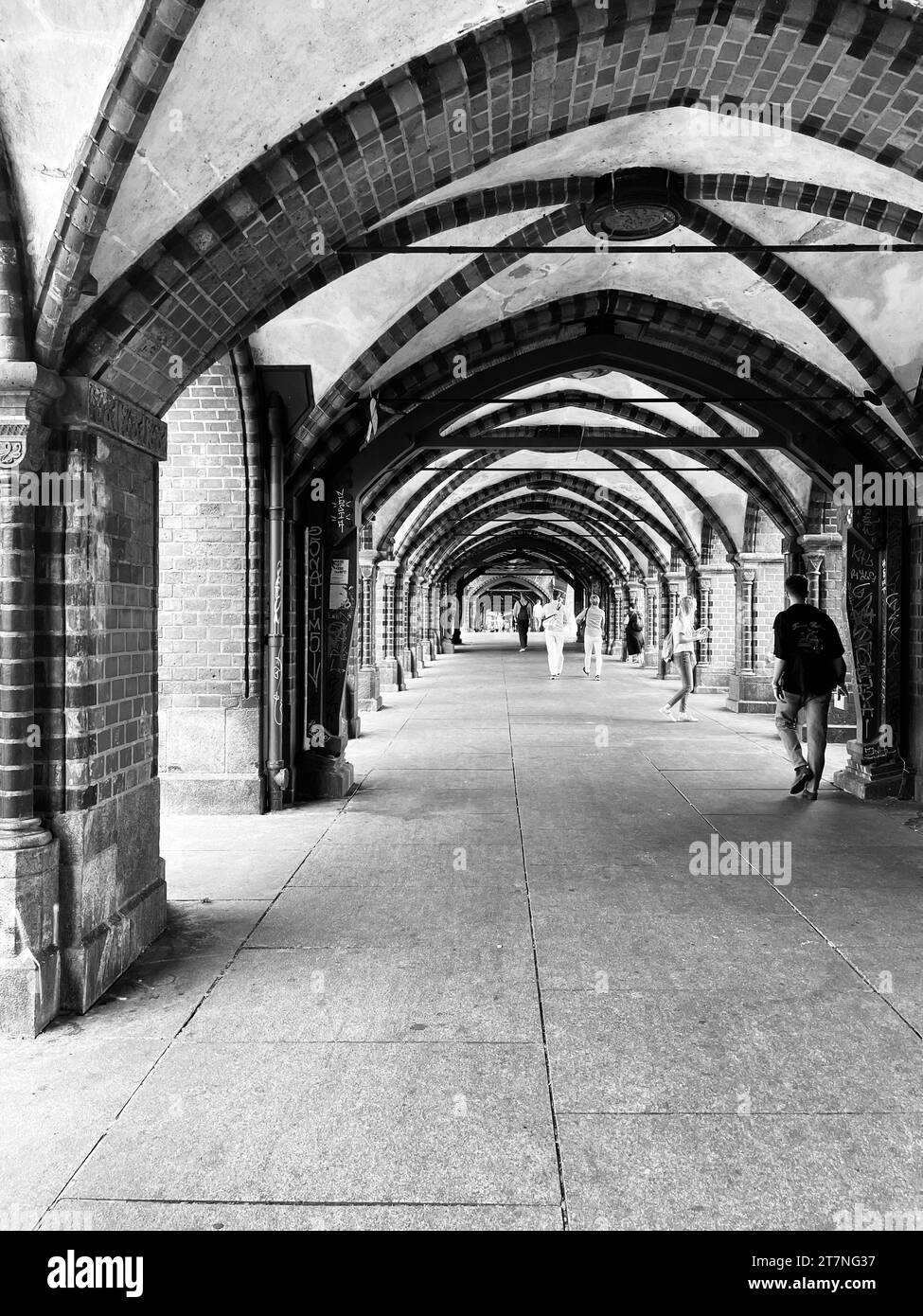A scenic view of an antique train station interior, featuring a long ...