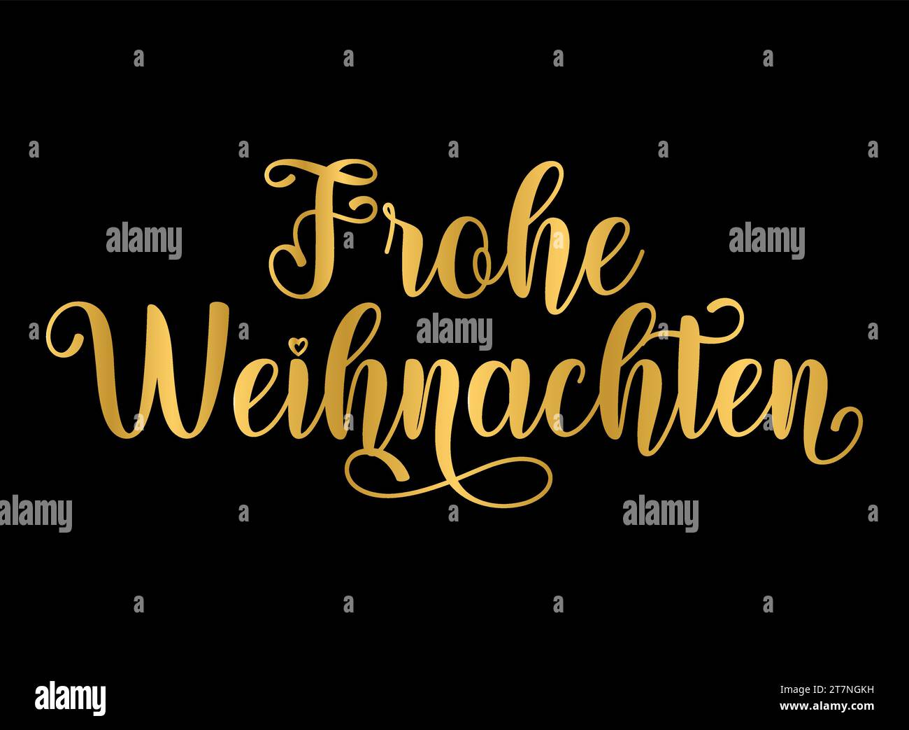 FROHE WEIHNACHTEN. MERRY CHRISTMAS in German. Brush calligraphy banner ...
