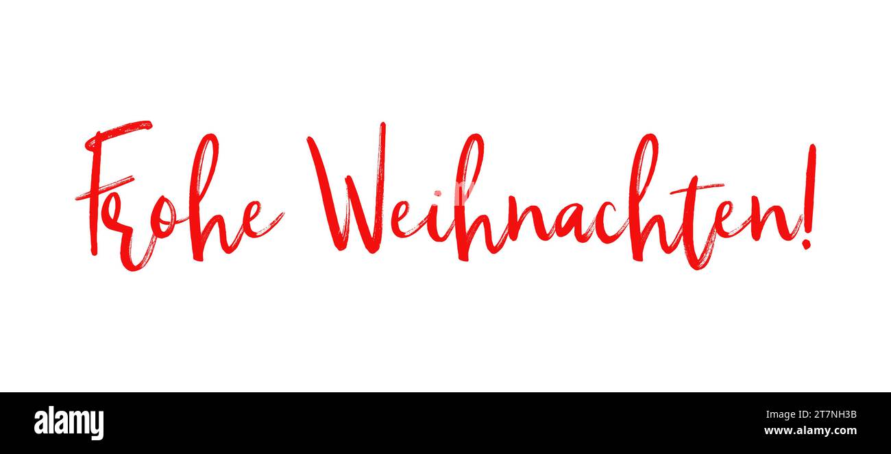 FROHE WEIHNACHTEN. MERRY CHRISTMAS in German. Brush calligraphy banner ...