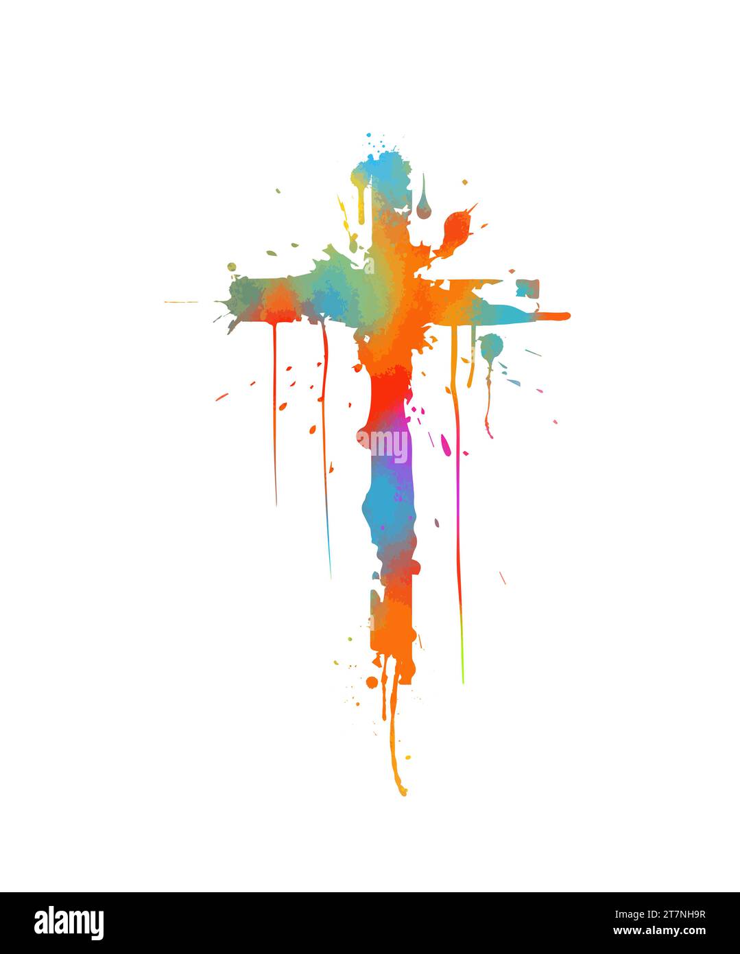 colored cross made of blots. Happy easter. hand drawing. Not AI, Vector ...