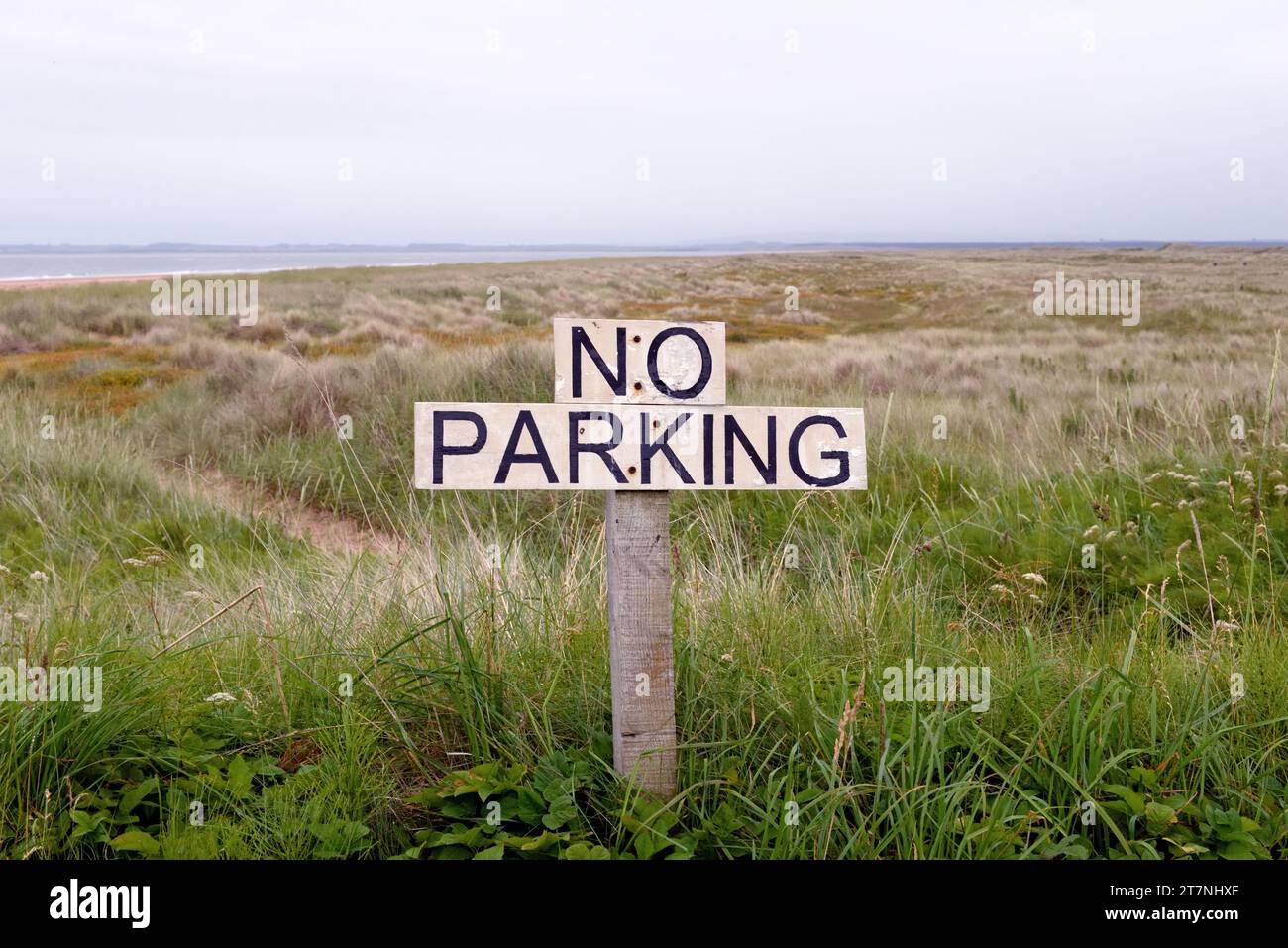 No Parking sign facing scrub land with no cars in sight in north east ...