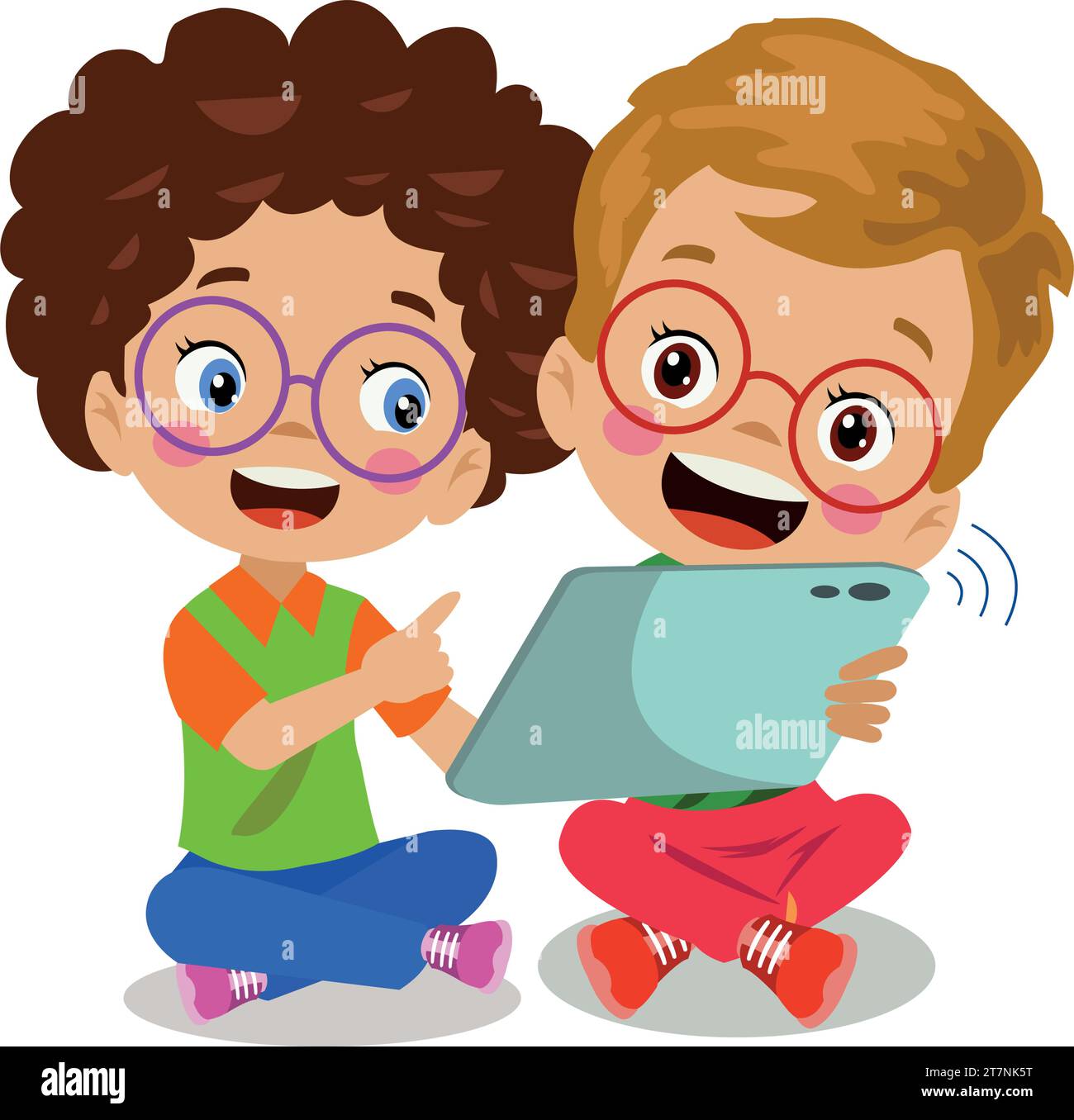 cute boy playing with pad Stock Vector Image & Art - Alamy