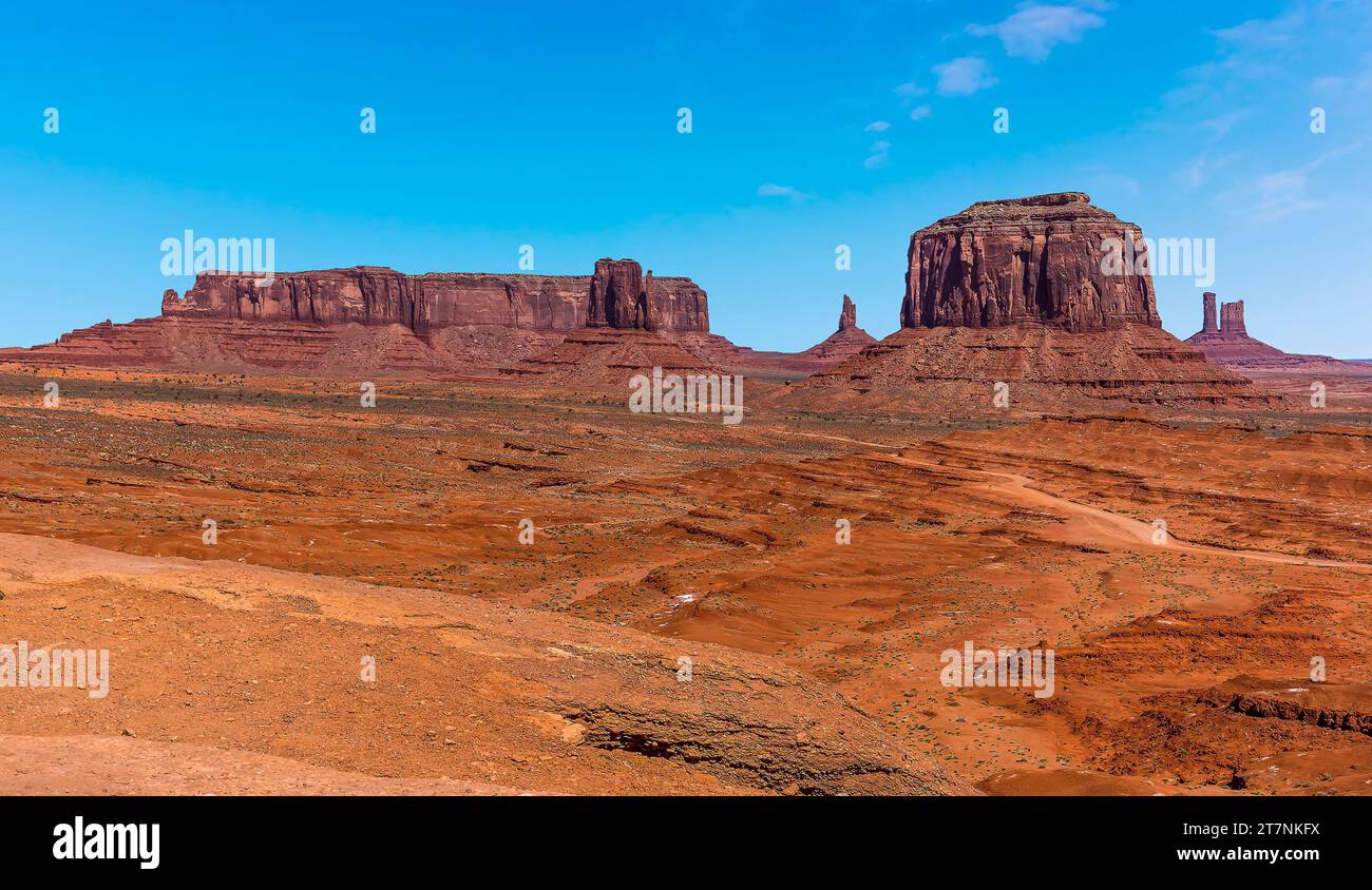 panorama view of Merrick Butte, Elephant Butte, East Mitten Butte and ...