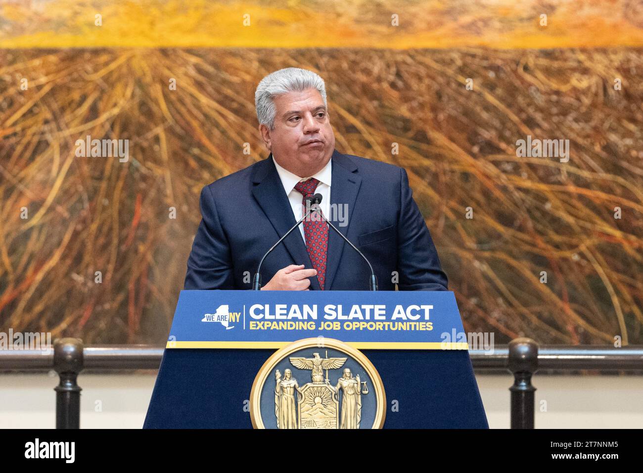 Brooklyn District Attorney Eric Gonzalez speaks during Governor Kathy ...