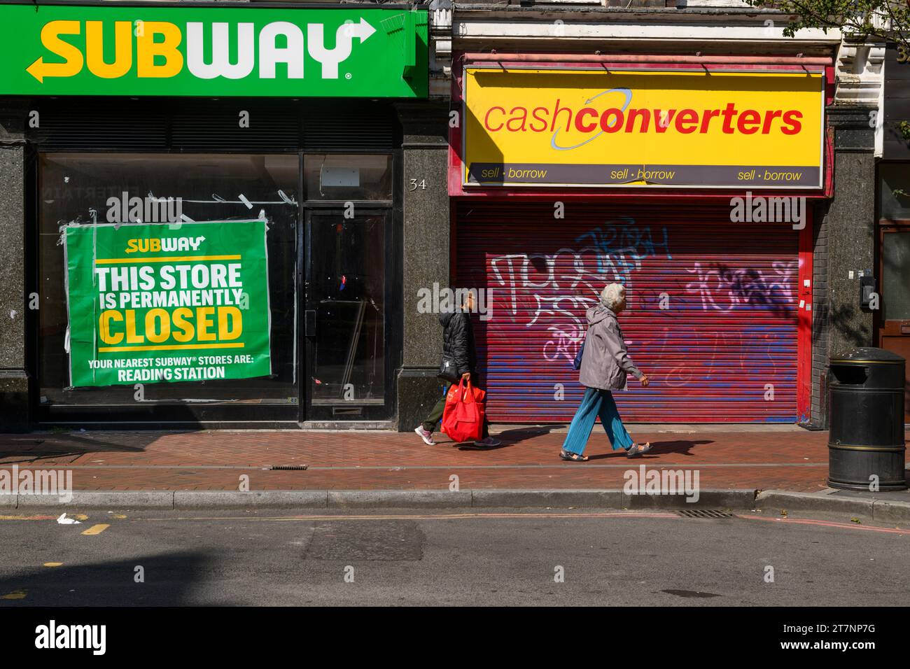 A closed down Subway sandwich shop, Friar Street, Reading, Berkshire ...
