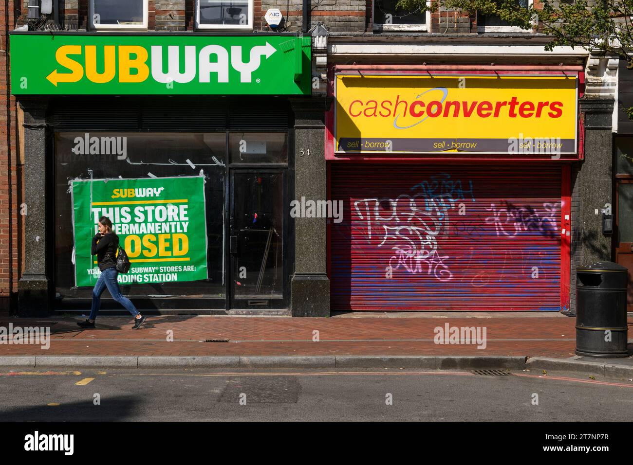 A closed down Subway sandwich shop, Friar Street, Reading, Berkshire ...