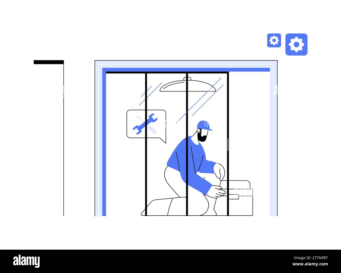 Sliding doors installation abstract concept vector illustration Stock ...