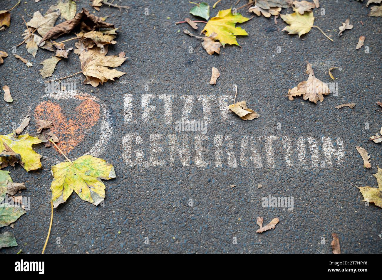 04.11.2023, Berlin, Germany, Europe - Sprayed lettering and logo of the ...