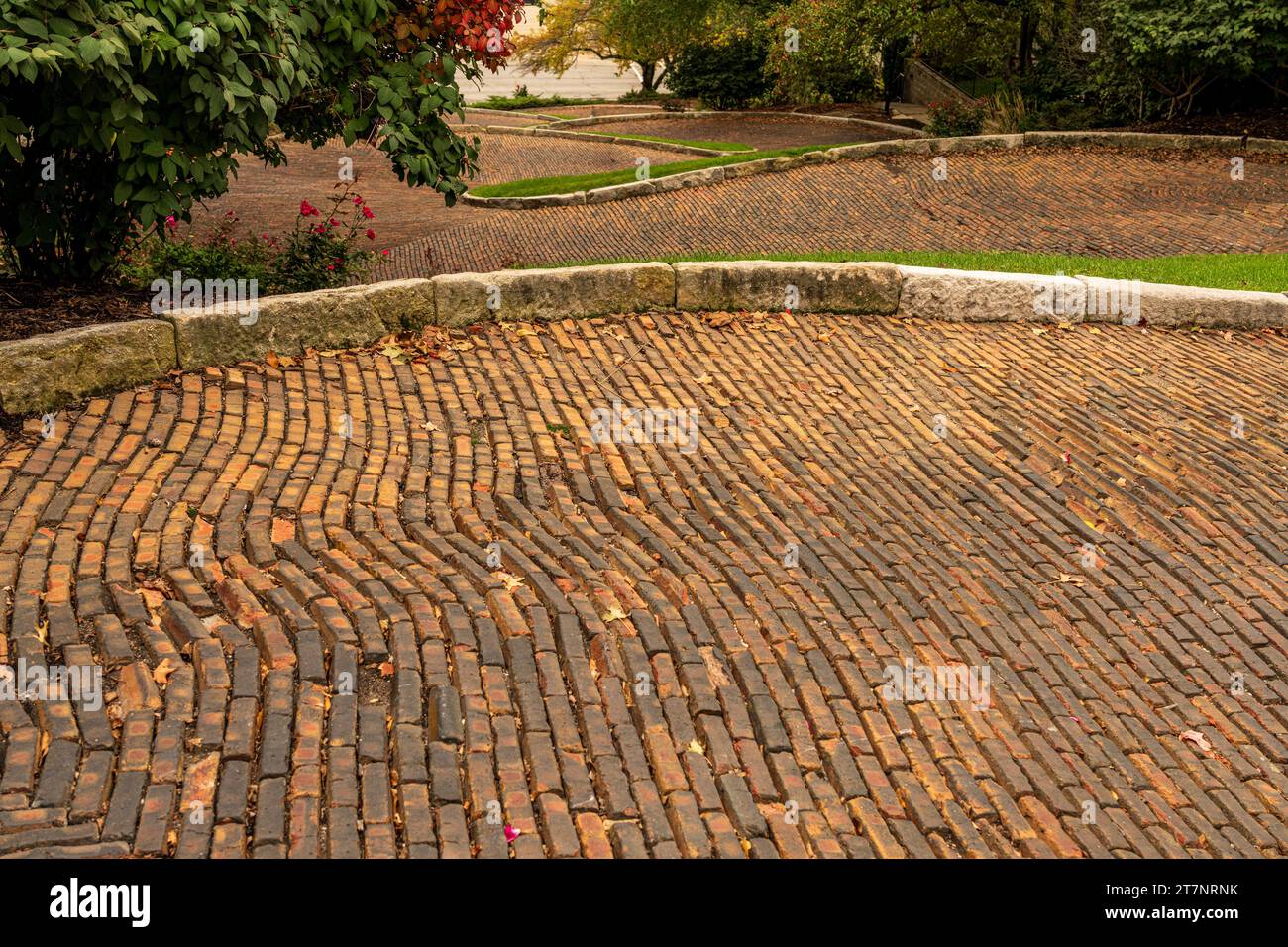 Patterns in the brick paving on Snake Alley in Burlington Iowa which ...