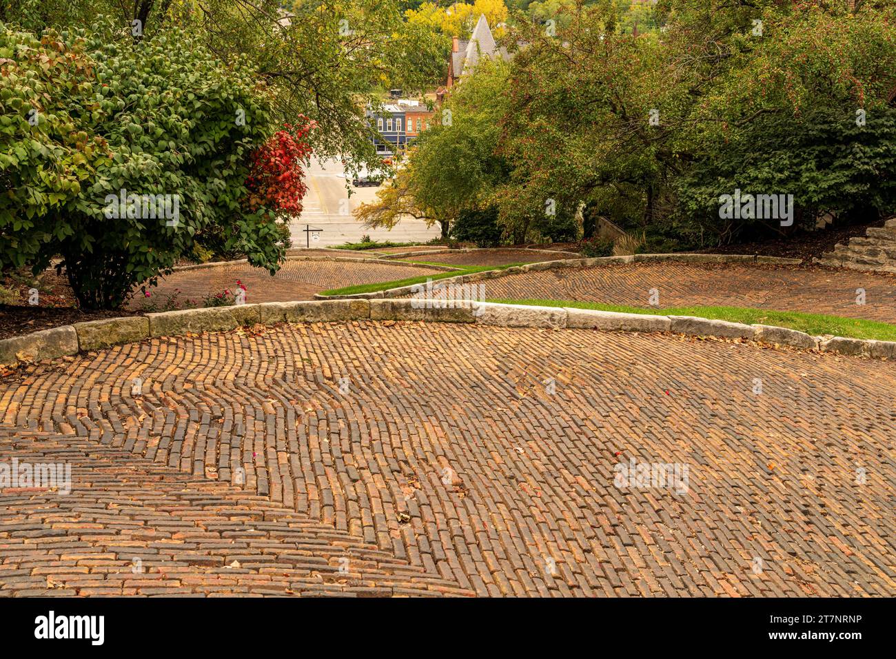 Patterns in the brick paving on Snake Alley in Burlington Iowa which ...