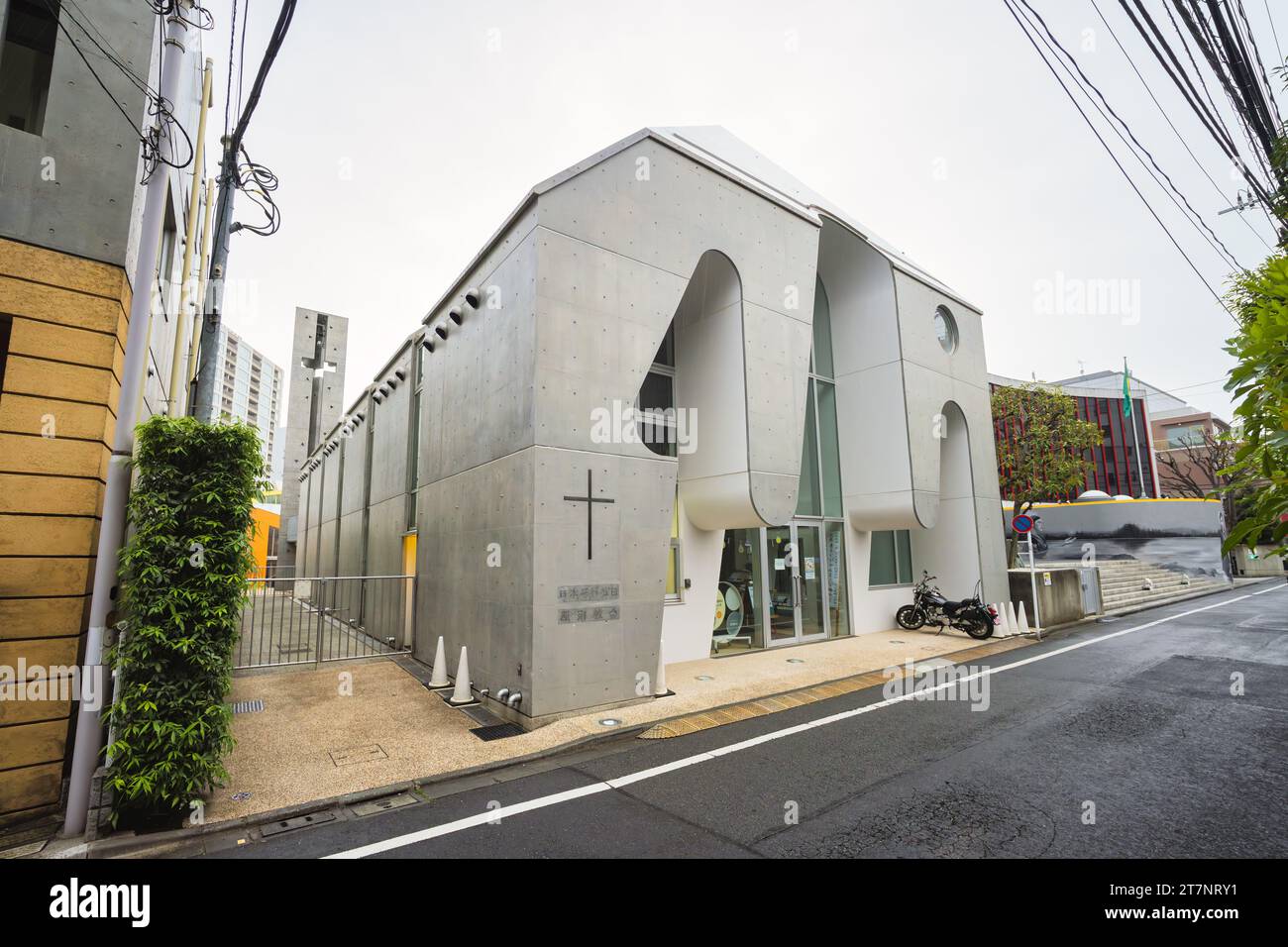 Tokyo, Japan - April 08, 2023: modern architecture of Harajuku church ...