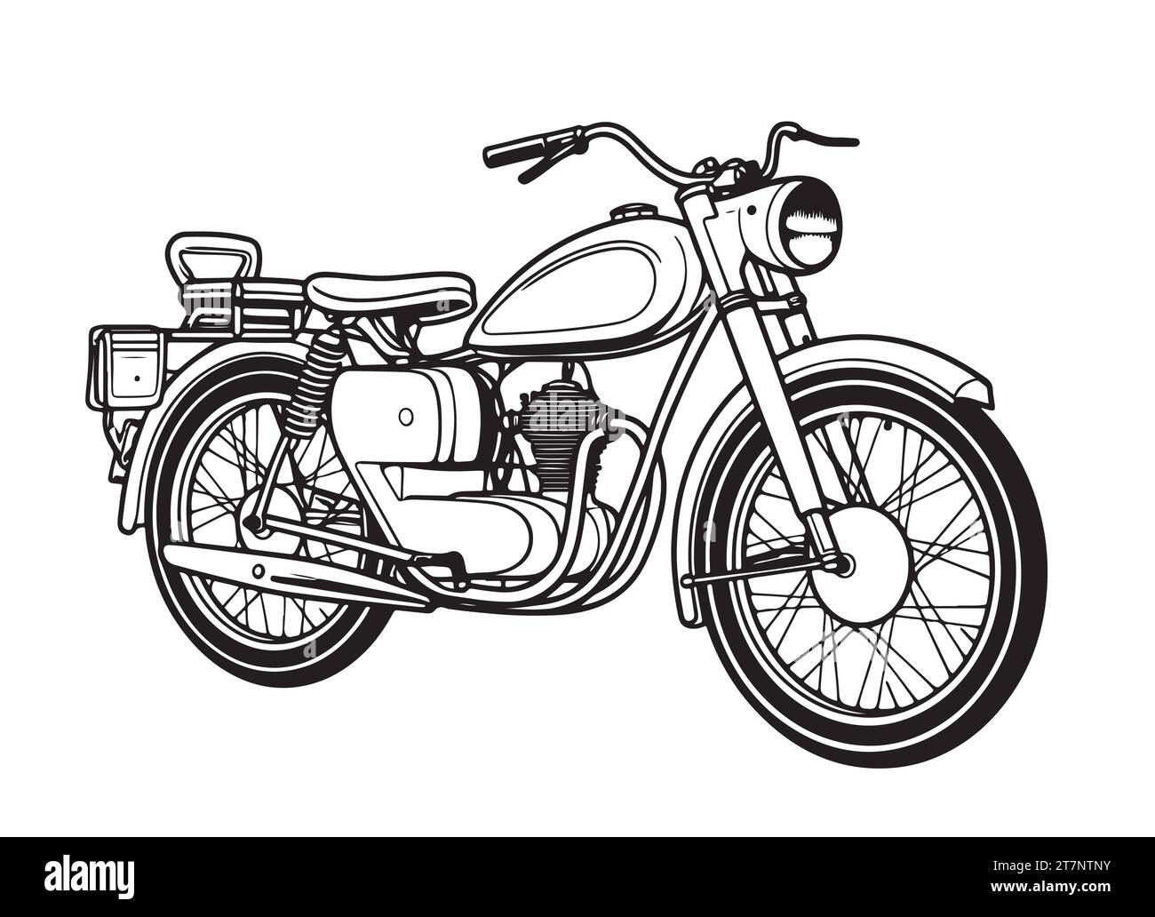 Vintage motorcycle. Hand drawn motorbike. Vector illustration Stock ...