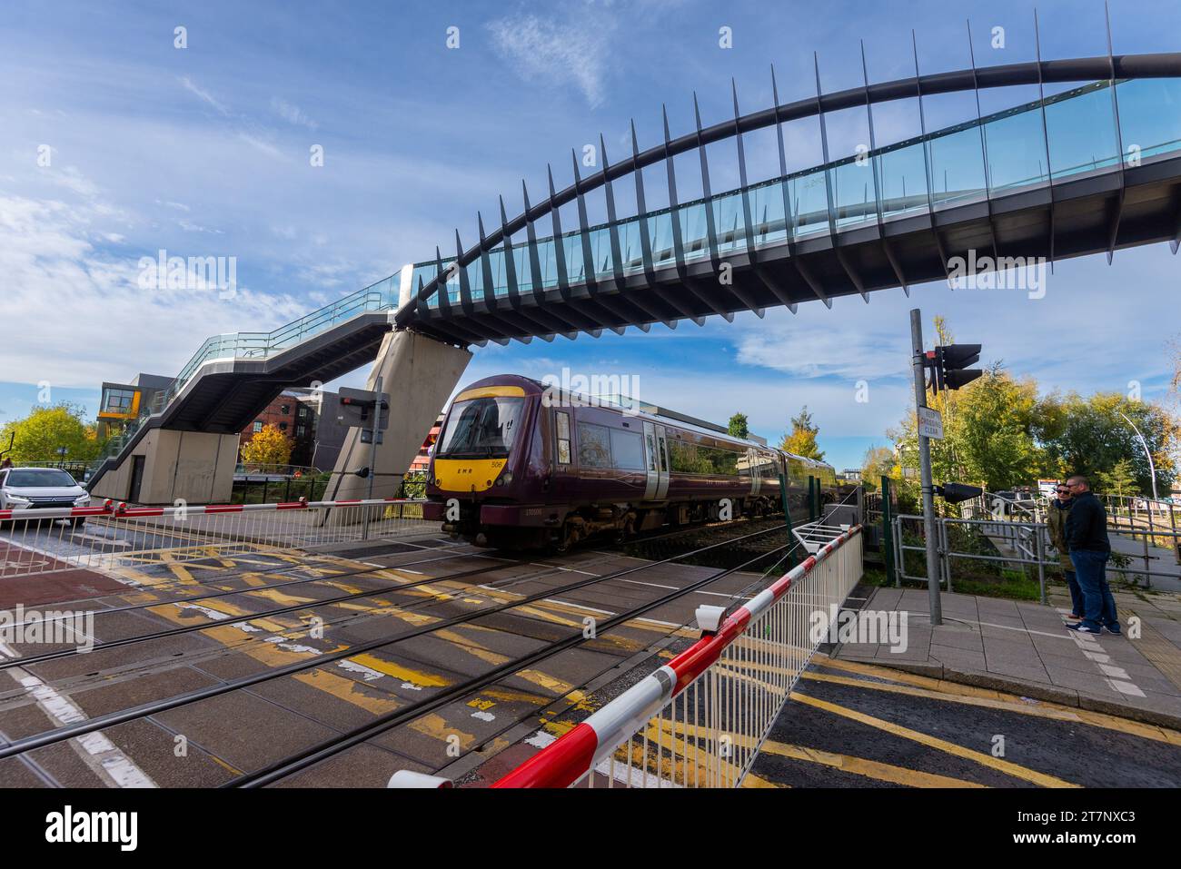 Footbridge crossing the railway line in Lincoln Stock Photo - Alamy