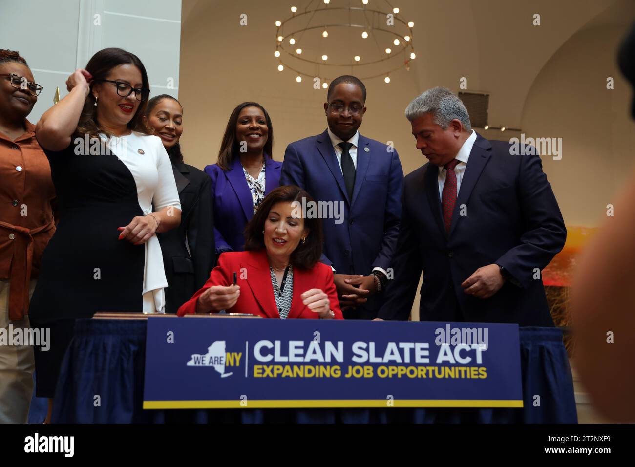 NEW YORK, NY- NOVEMBER 16: New York Governor Kathy Hochul as witnessed ...