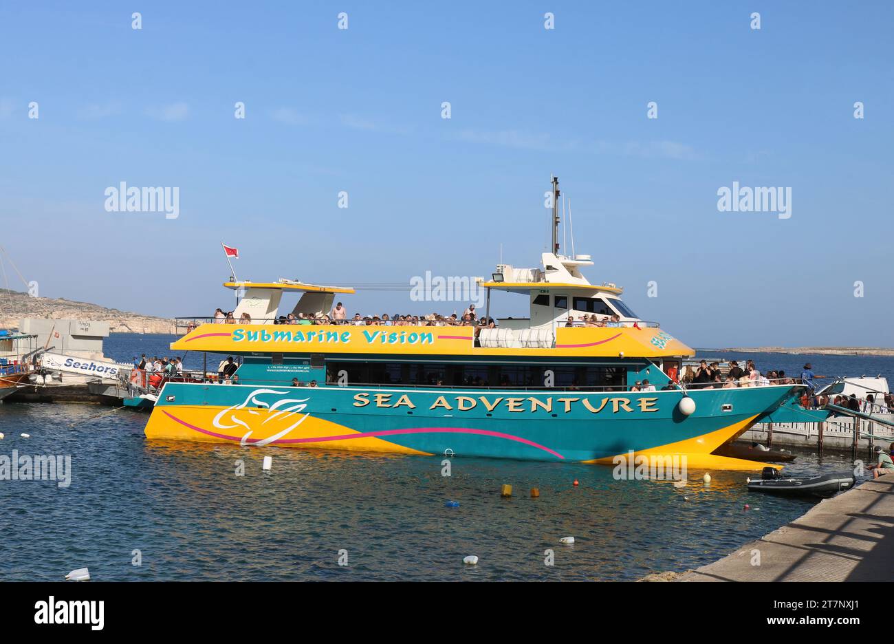 Sea Adventure excursions pleasure boat in Bugibba harbour, Malta ...