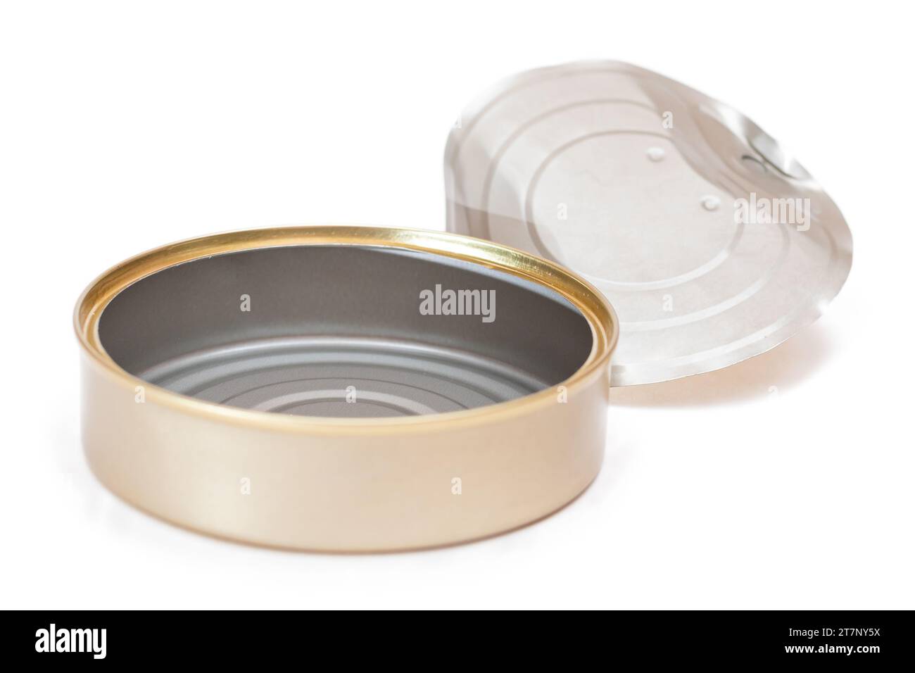 Opened Empty Tin Can With Broken Cover Isolated on White Background ...