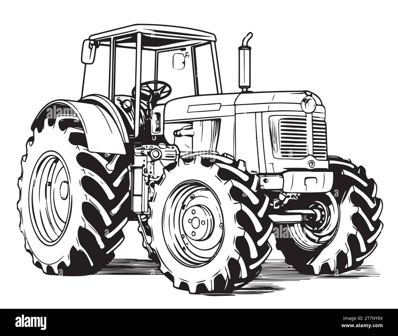 Rural tractor and crop Black and White Stock Photos & Images - Alamy