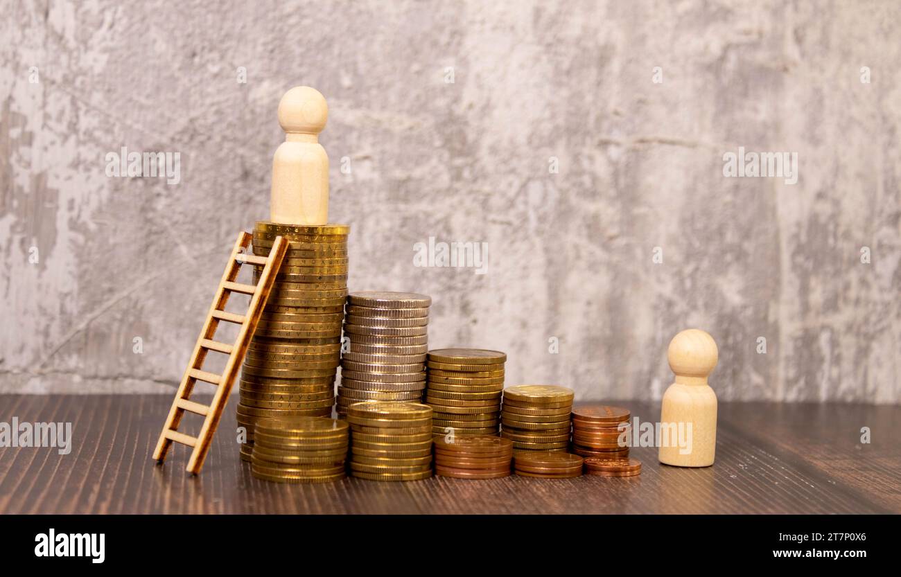 Businessman steps up stairs made of gold coins ( money ), on white ...