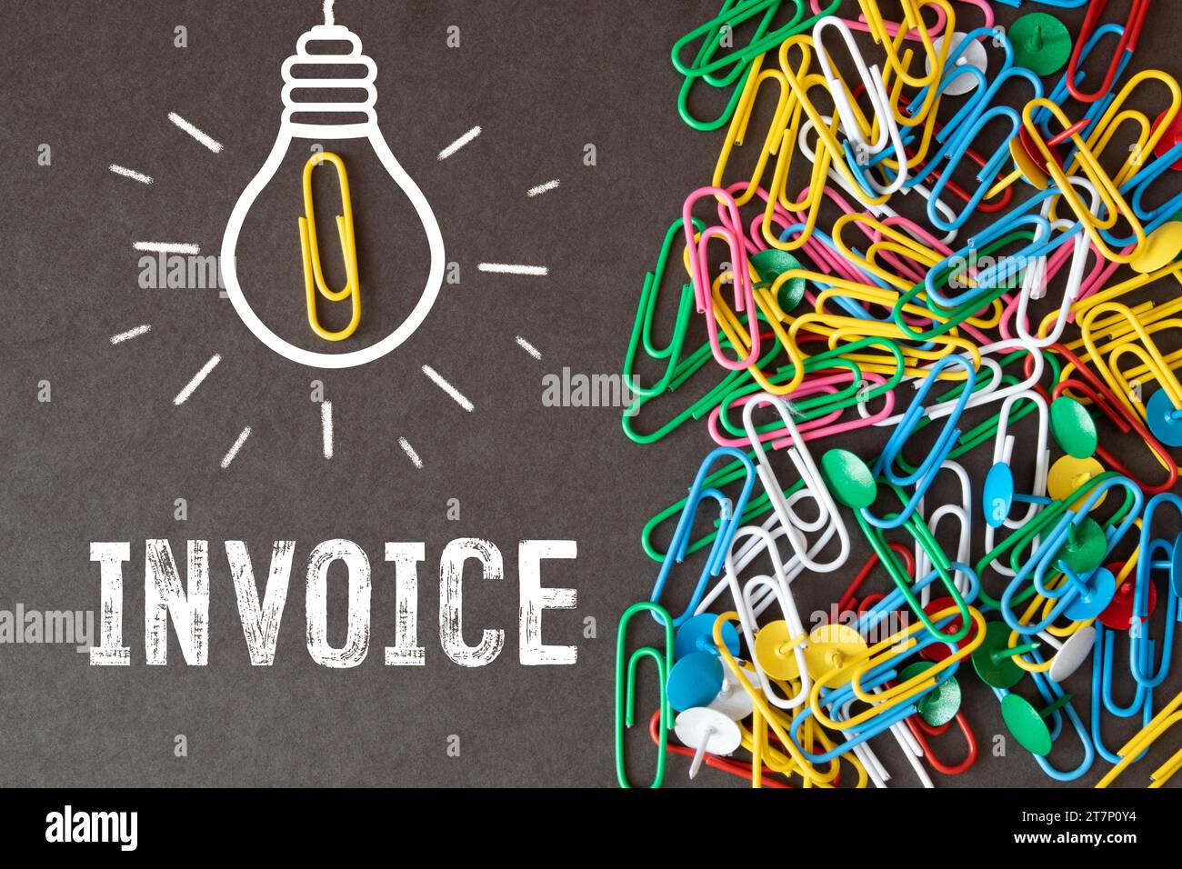 INVOICES word written on wood block. INVOICES text on wooden table for ...