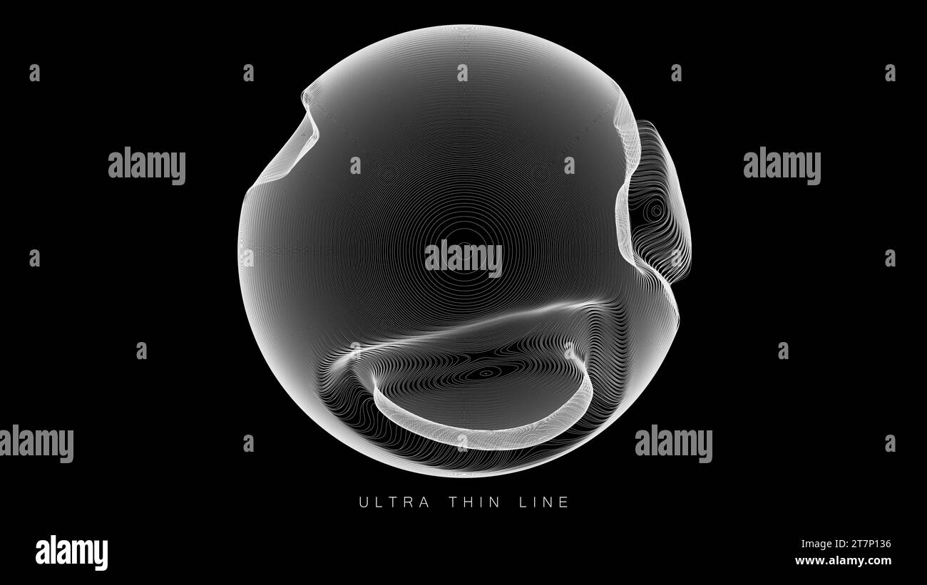 Ultra thin line fluid geometry. Dynamic vector distorted spheres Stock ...
