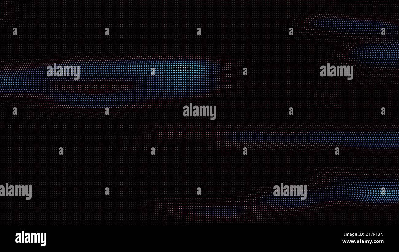 waves of colorful points. Digital data splash of point array ...