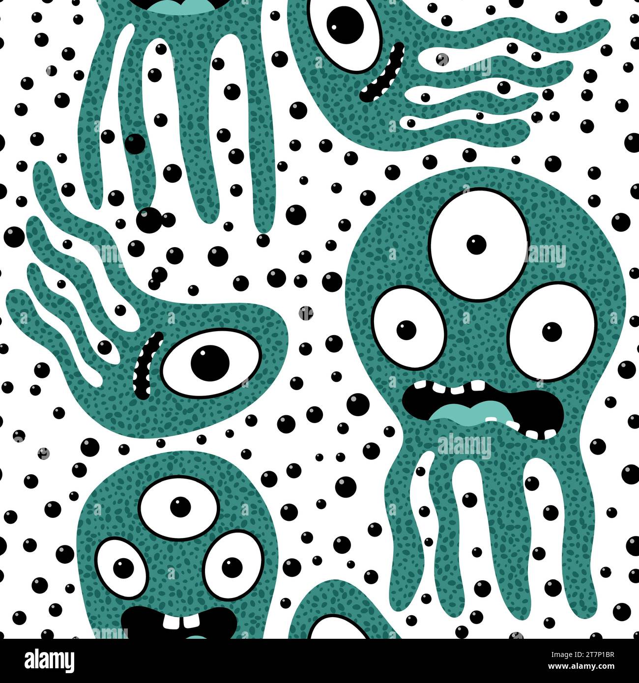 Cartoon space monsters seamless octopus pattern for wrapping paper and ...