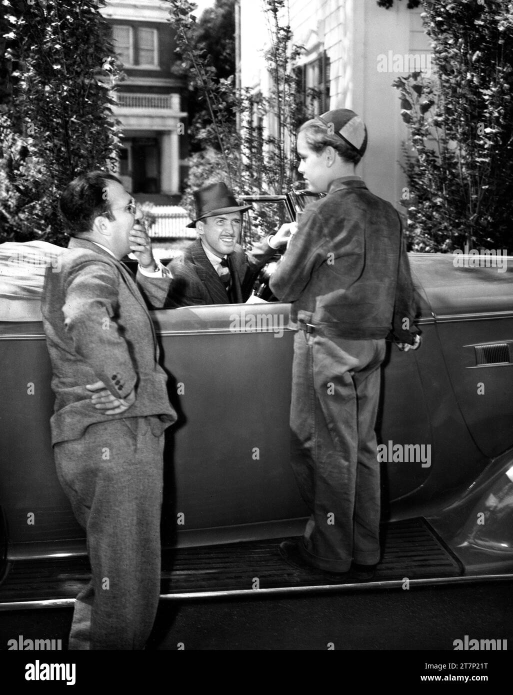 James Stewart (center), Douglas Scott (boy), on-set of the film, "The ...
