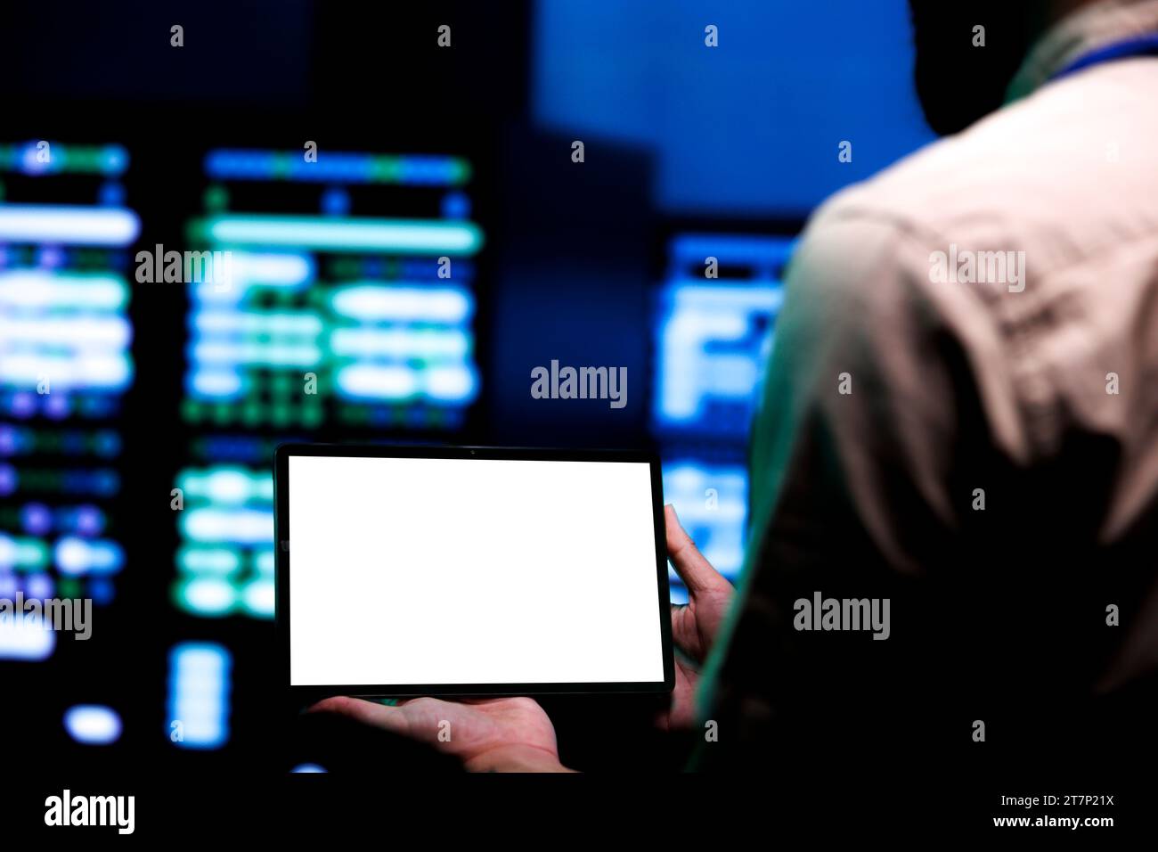 Adept Repairman Conducting Routine Auditing Of Data Center Server Racks