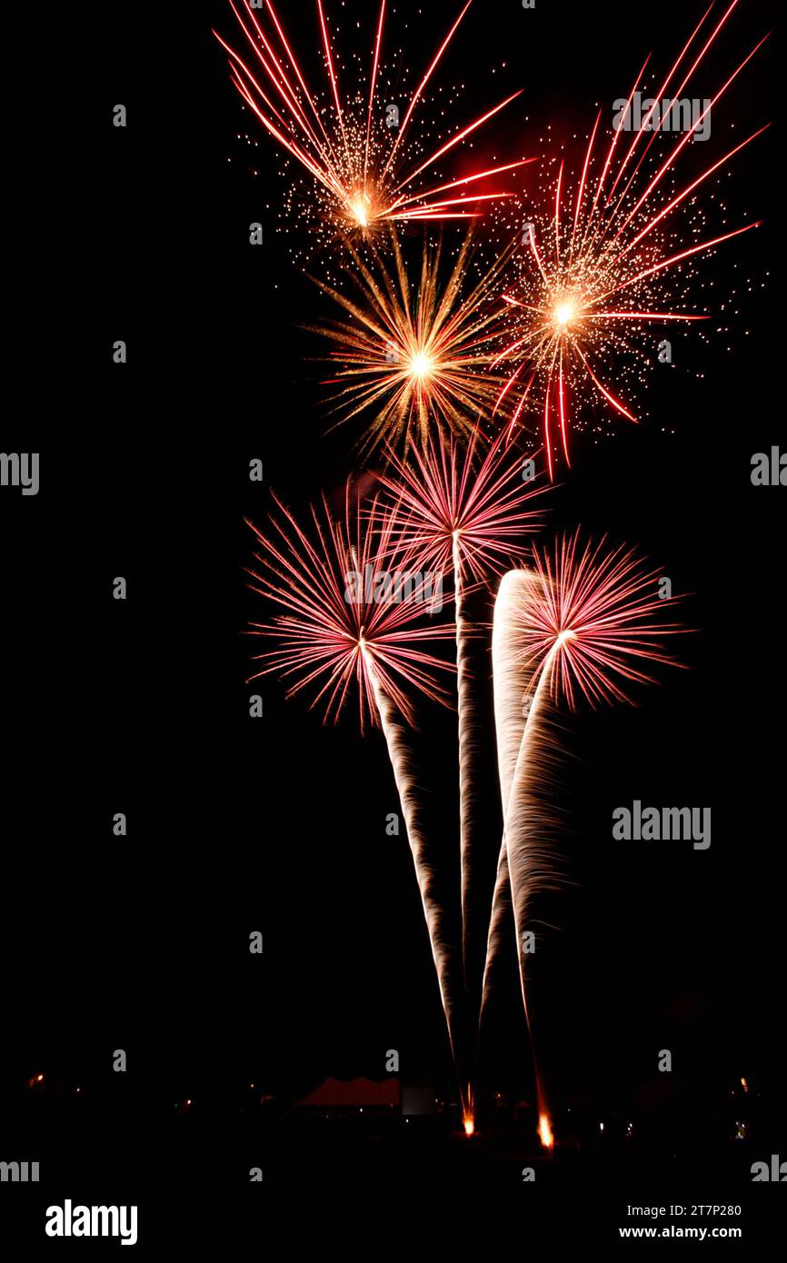 Fireworks in night sky pink hi-res stock photography and images - Alamy