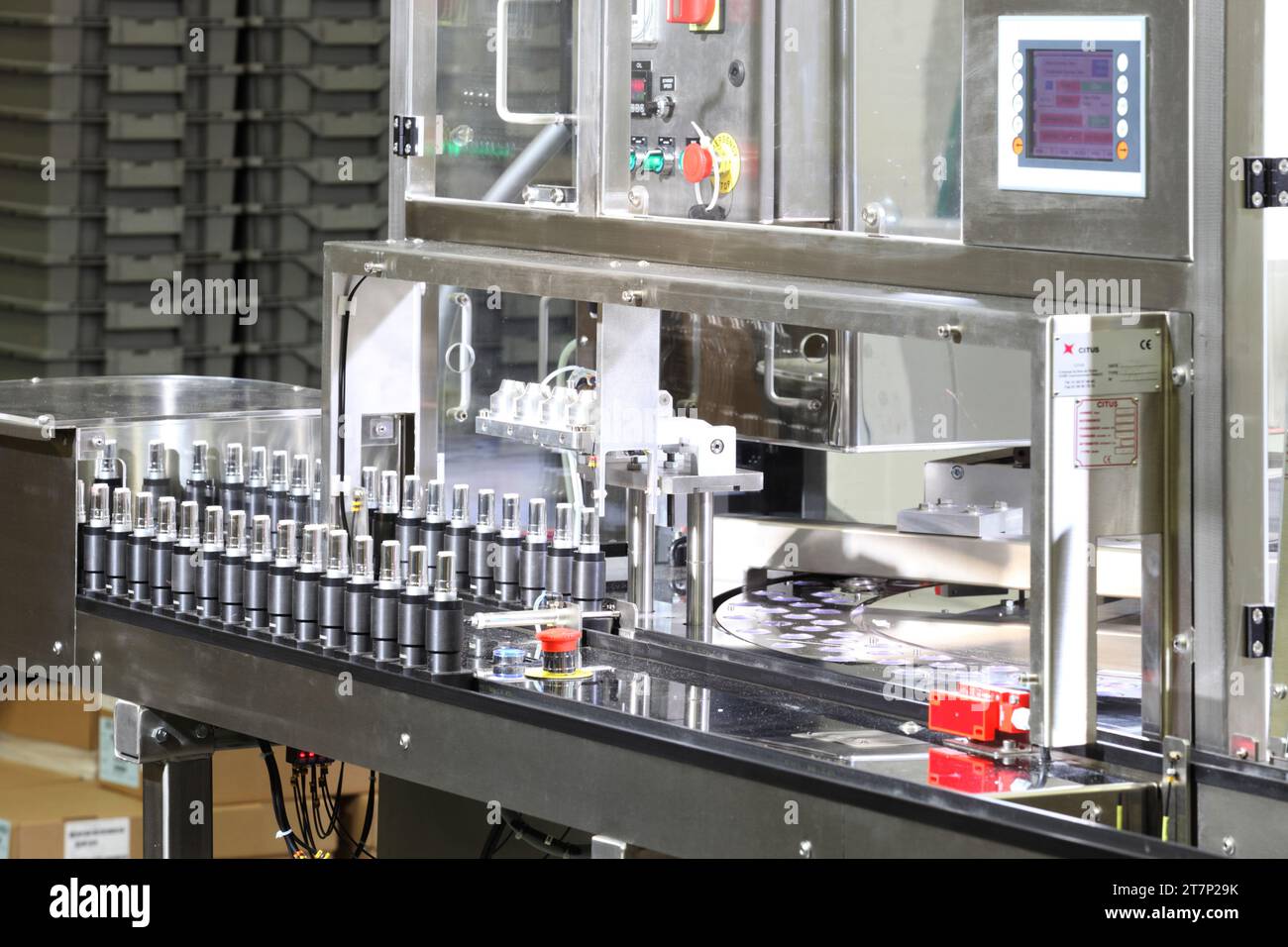 Industrial conveyor cosmetics production production hi-res stock ...
