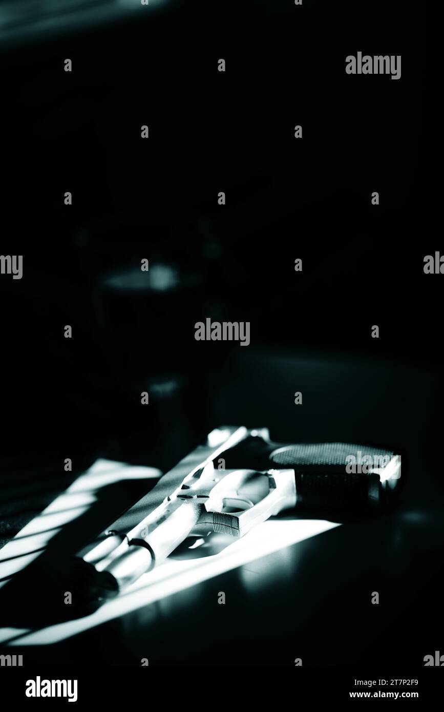 Automatic 9mm pistol gun crime thriller book cover design photo Stock ...