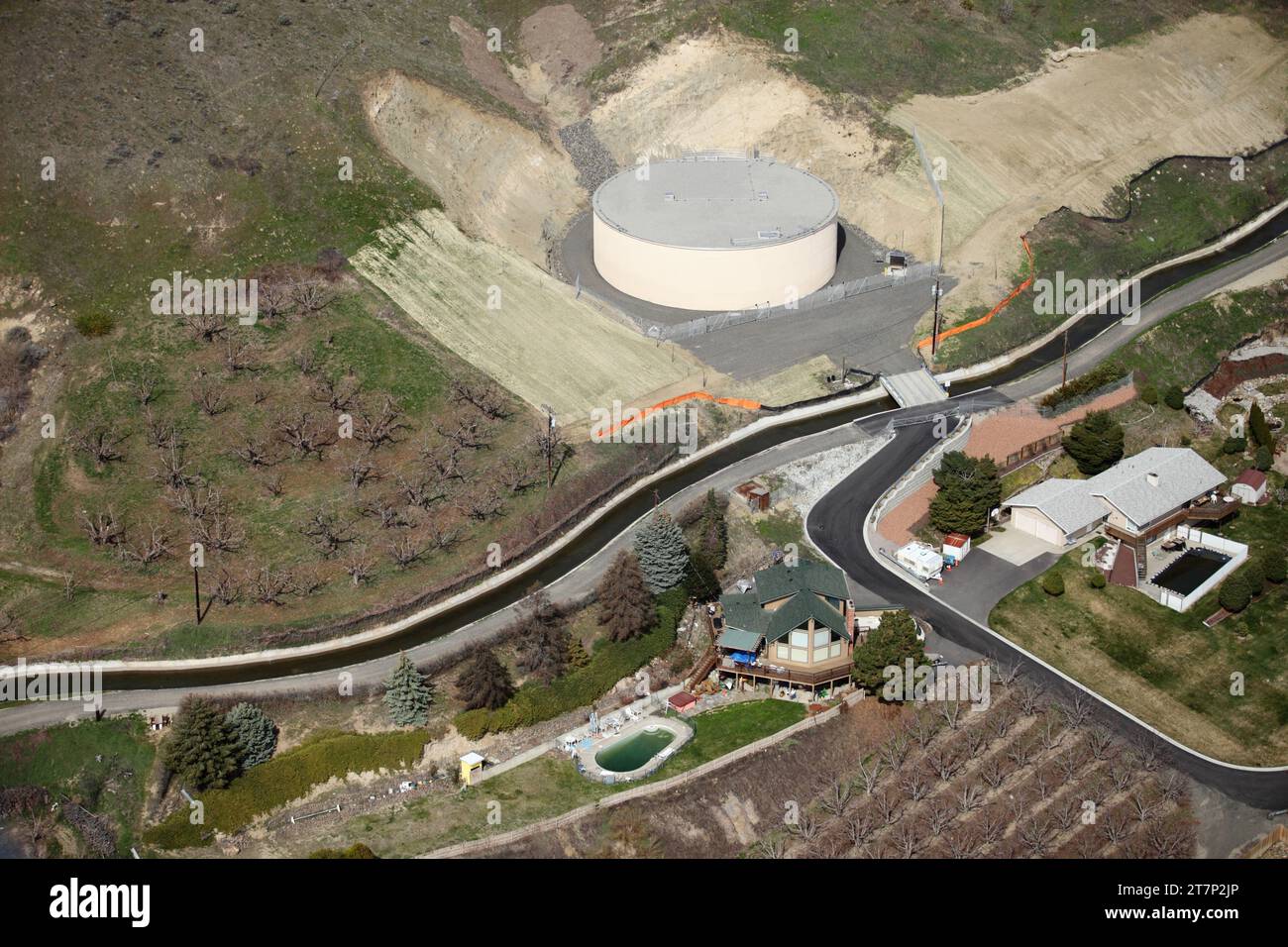 A newly constructed 1.5 million gallon municipal water tank in a small ...