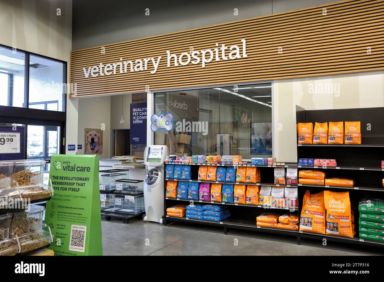 The interior sales displays in a Petco branded pet store in Idaho Falls ...