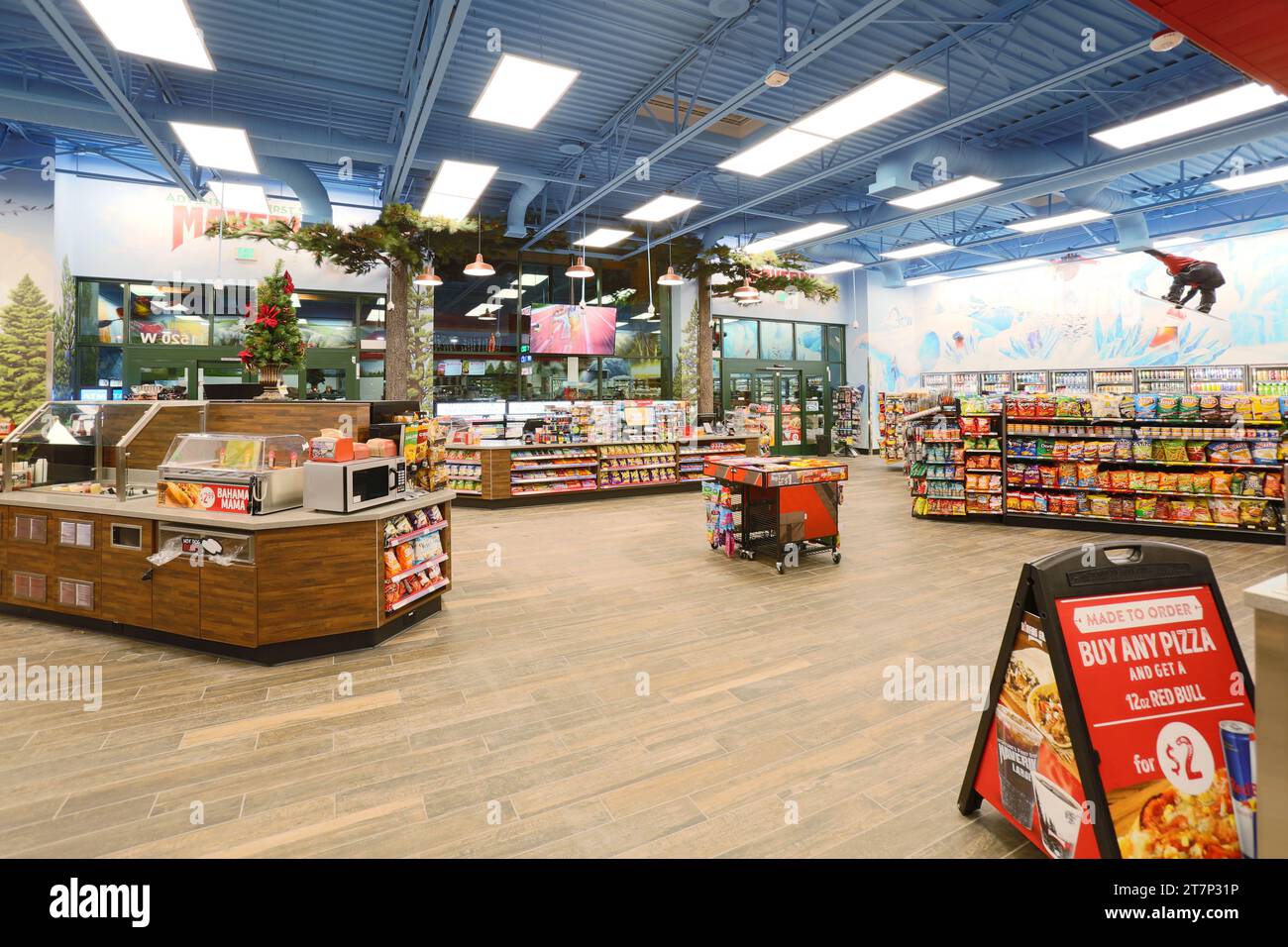 The interior of a new, modern Maverik branded convienience store with ...