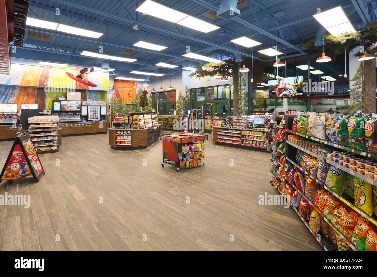 The interior of a new, modern Maverik branded convienience store with ...