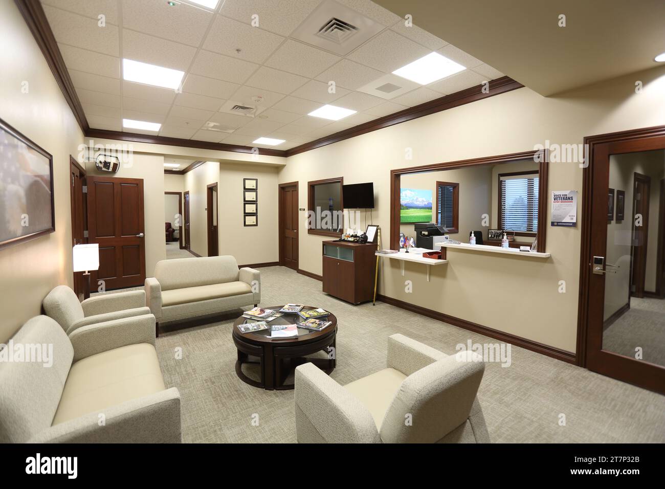 The waiting room at a VA hospital, providing Mental health services ... The waiting room at a VA hospital, providing Mental health services ...