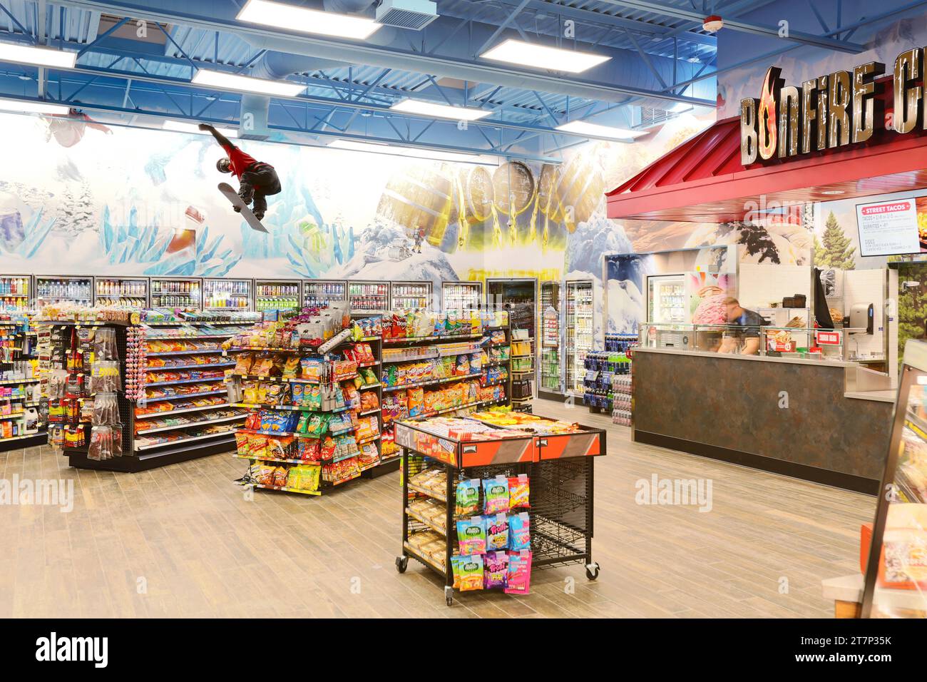The interior of a new, modern Maverik branded convienience store with ...